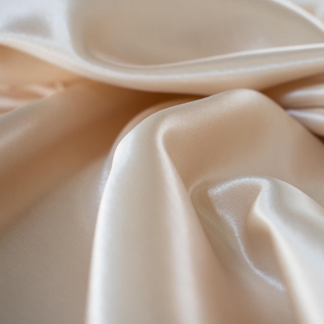 Designer Champagne Polyester Charmeuse - 'Whipped Cream In My Coffee'