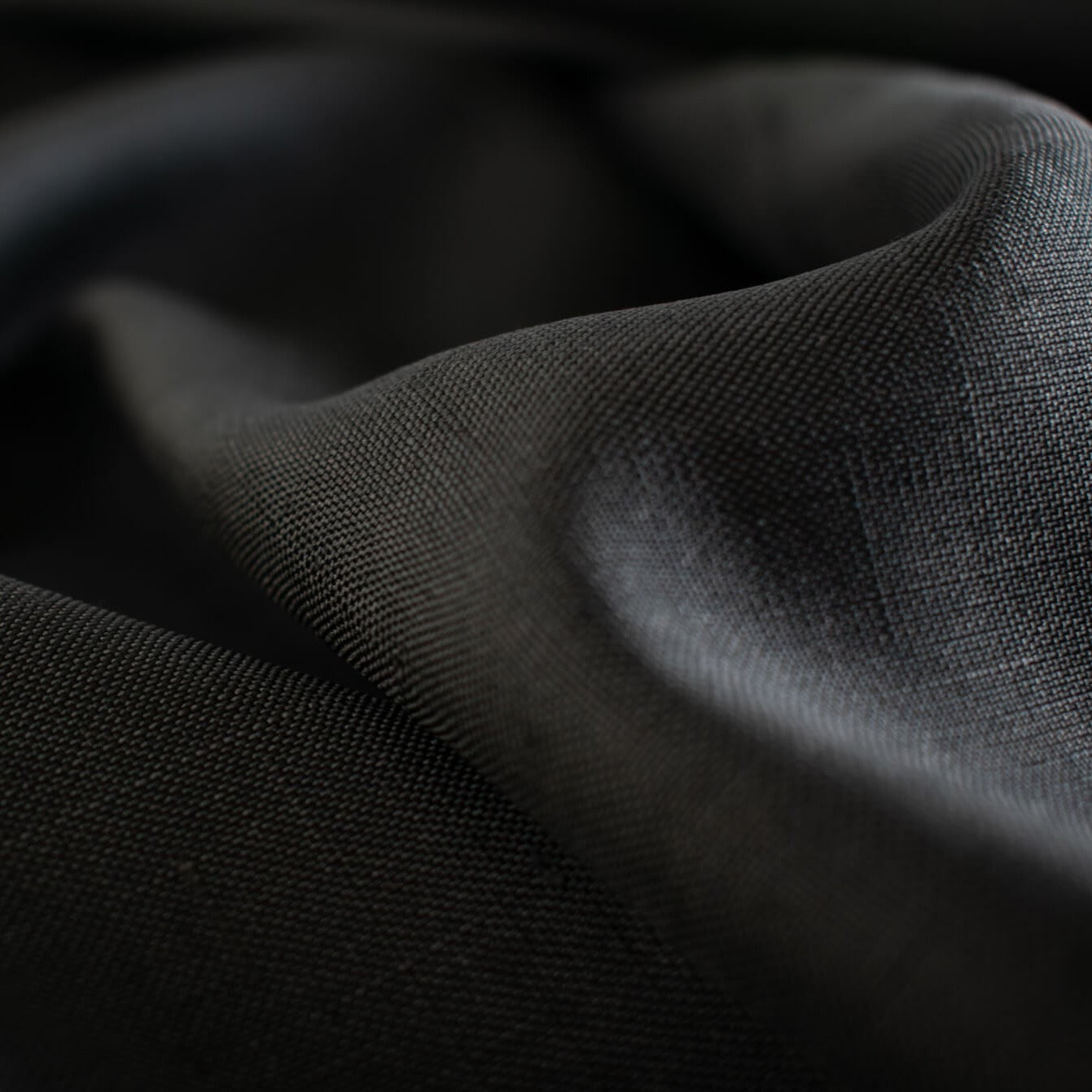 New York Designer 100% Silk Slubbed Broadcloth-Matte Black 'Audrey'